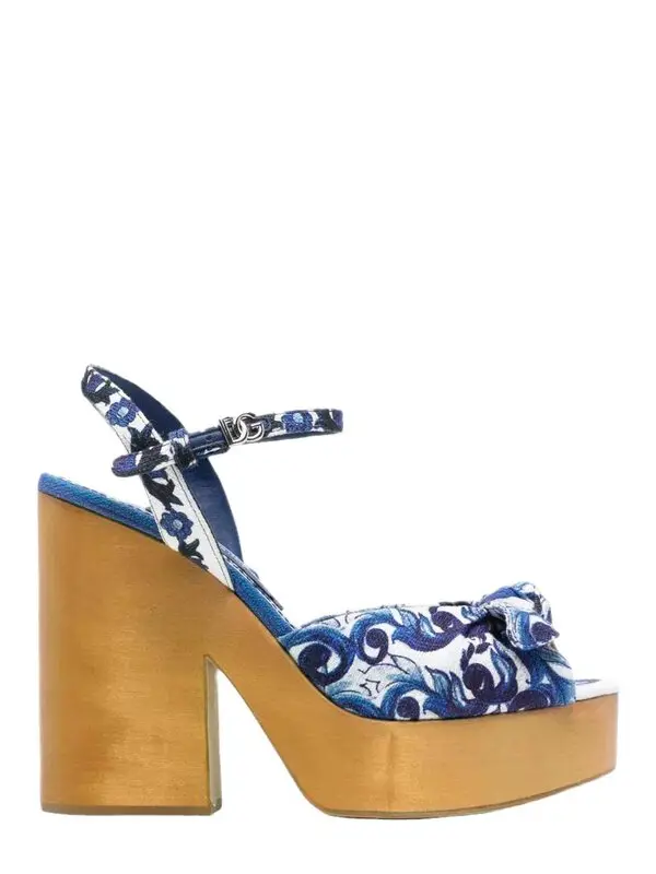 Dolce & Gabbana Azulejos Floral Platform Sandals - Blue