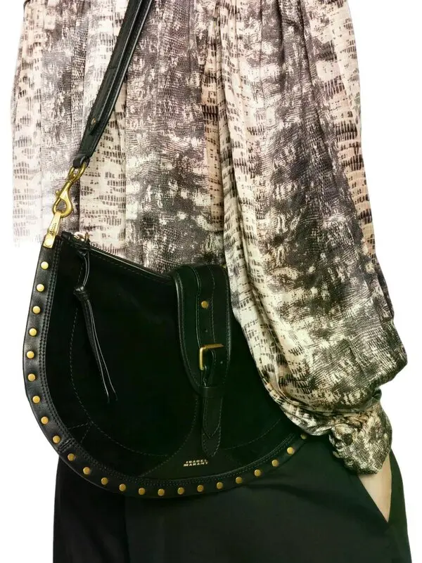 Isabel Marant Étoile Oskan Soft Studded Leather Shoulder Bag - Black