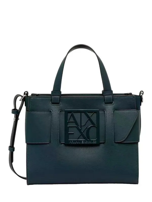 Armani Exchange Logo Plaque Buckled Tote Bag - Green