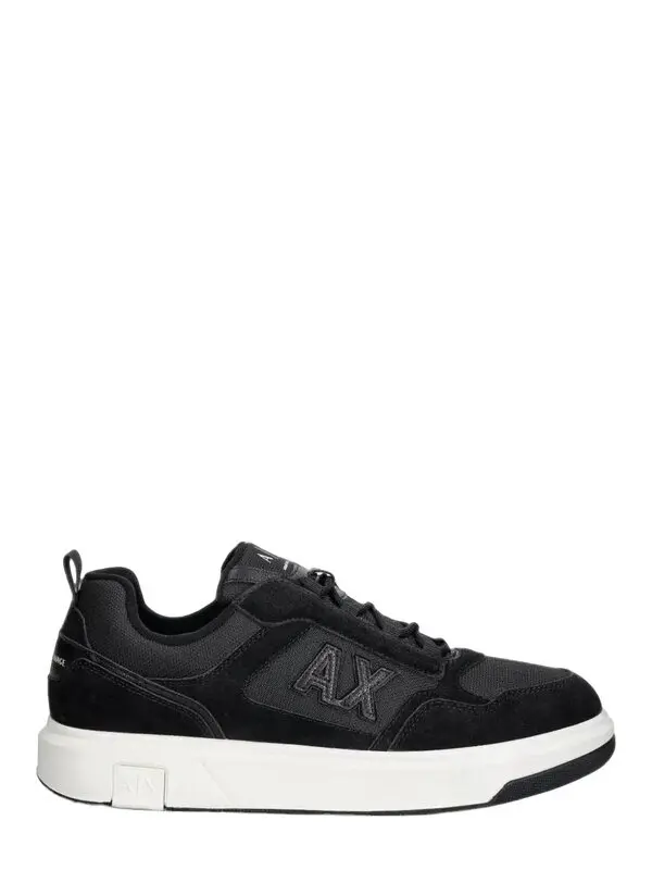 Armani Exchange Panelled Logo-patch Sneakers - Black