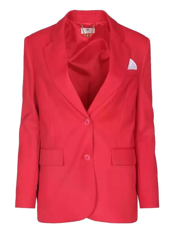 Elisabetta Franchi Single-breasted Blazer With Notched Lapels - Red