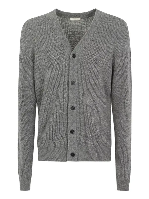 NUUR Ribbed Knit Wool Cardigan - Grey