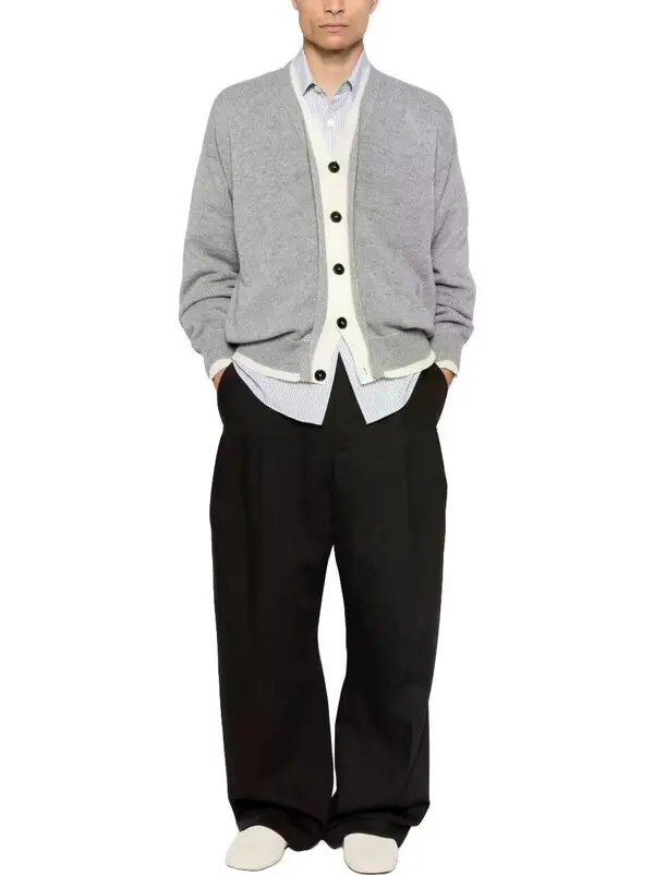AMARANTO Contrast-trim Button-up Cardigan - Grey