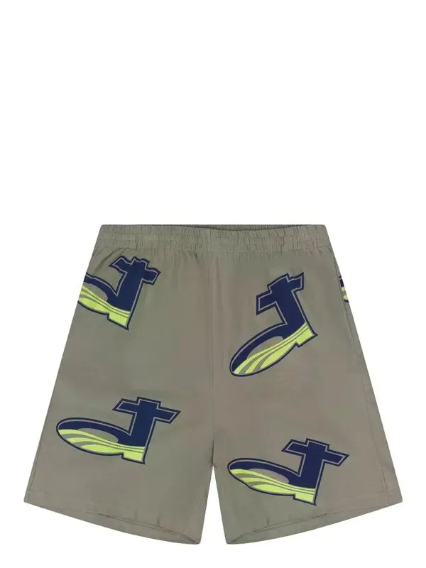DENIM TEARS Graphic Print Relaxed Fit Shorts - Grey