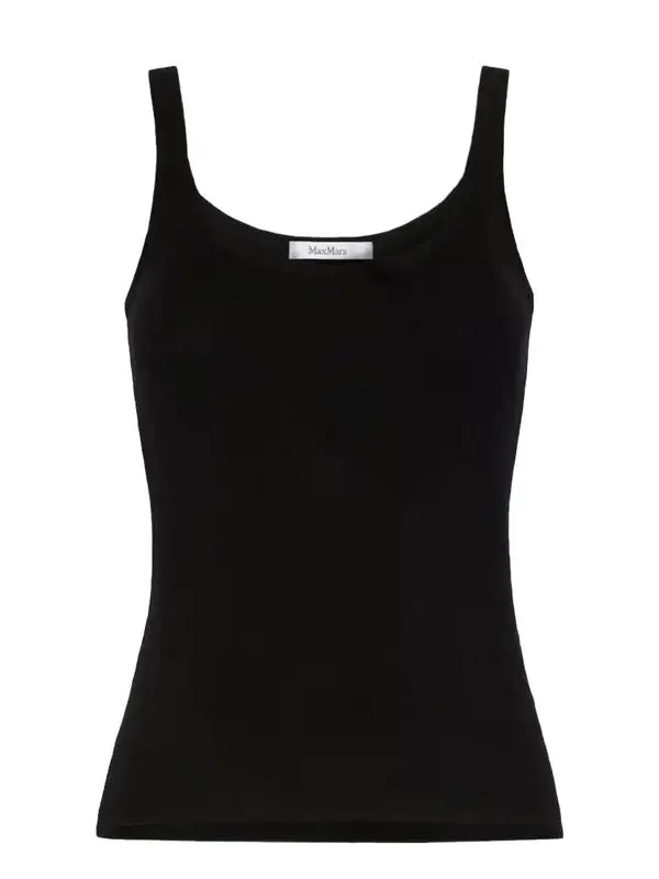Max Mara Scoop Neck Ribbed Knit Sleeveless Top - Black