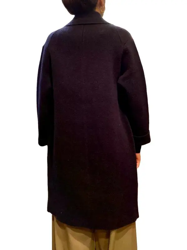 LEBOR GABALA Navy Herringbone Pattern Patch-pocket Coat - Blue