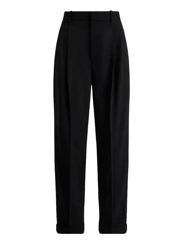 Polo Ralph Lauren Pleated Waistband Wide-leg Trousers - Black