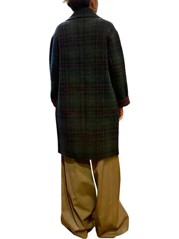 LEBOR GABALA Tartan Print Coat - Blue