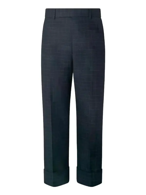 Thom Browne Windowpane Check Cropped Trousers - Blue