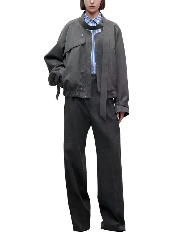 Victoria Beckham Scarf-detail Virgin Wool Jacket - Grey