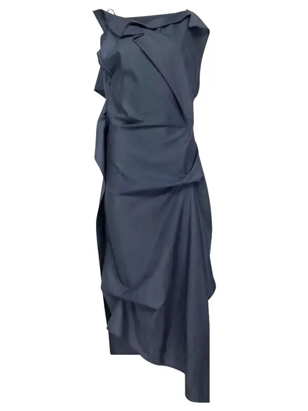 Victoria Beckham Draped Asymmetric Midi Dress - Blue