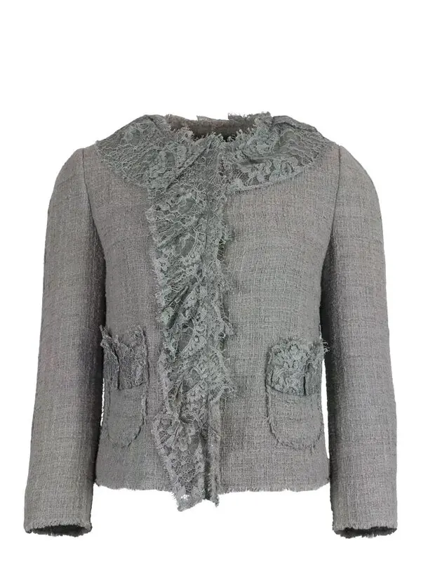 Dolce & Gabbana Lace Trimmed Bouclé Jacket - Grey