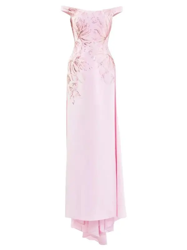 SAIID KOBEISY Embellished Off-shoulder Gown - Pink