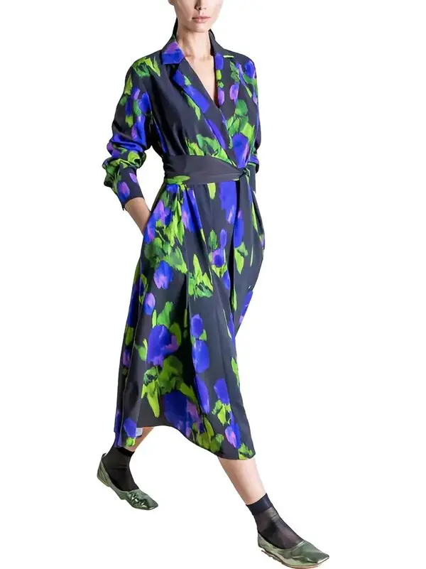 PSOPHIA Floral-print Silk Midi Dress - Blue