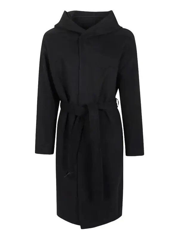 Rick Owens Hooded Belted Coat - Black