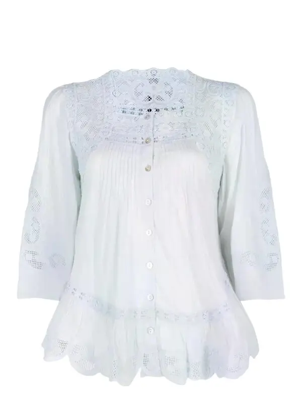 Farm Rio Richelieu Embroidered Shirt - Blue