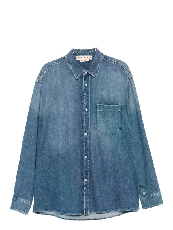 Marni Spread-collar Chest-pocket Shirt - Blue