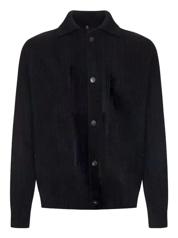 ZANONE Ribbed Knit Wool Jacket - Black