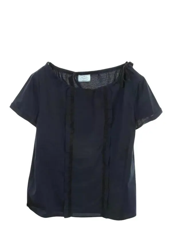 Prada Frill Trim Boat Neck T-shirt - Blue