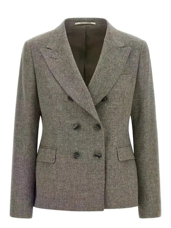 Tagliatore Coreen Herringbone Double-breasted Blazer - Grey