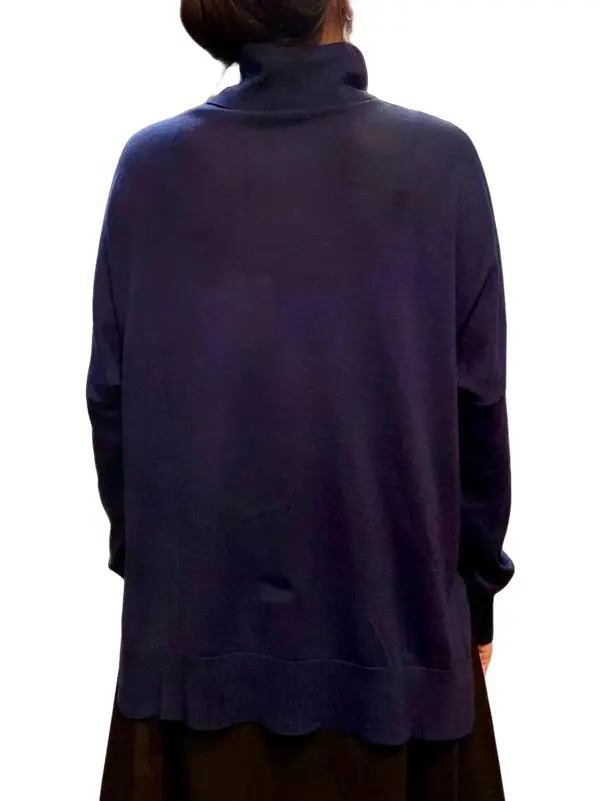 GRAN SASSO Fine Knit Roll Neck Drop Shoulder Sweater - Blue