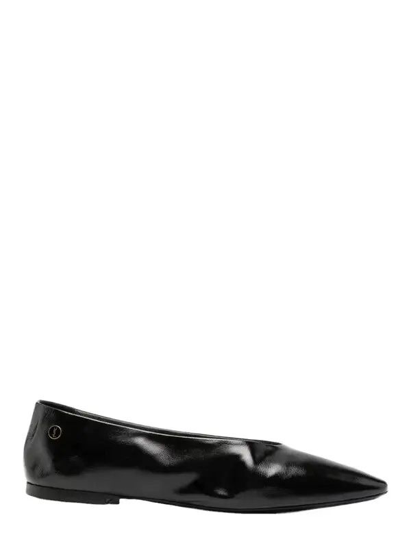 Saint Laurent Leather Pointed Toe Ballet Flats - Black