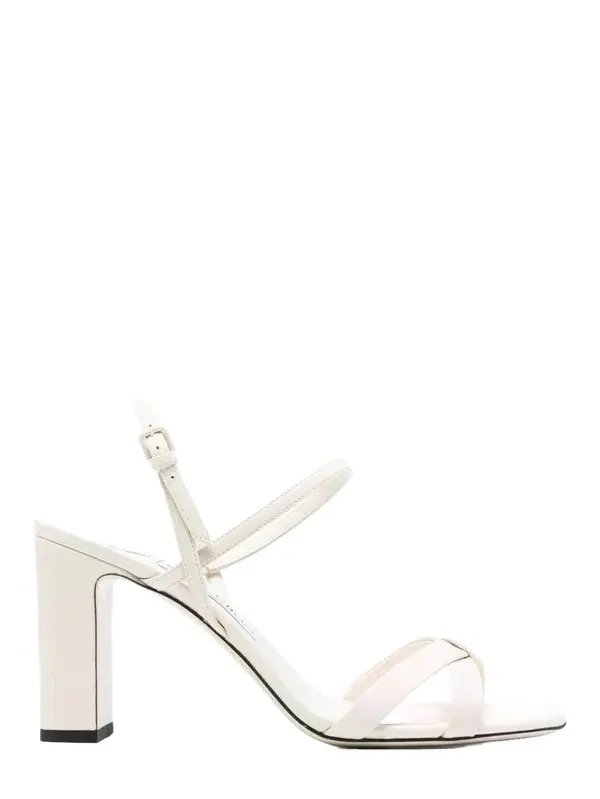 JIMMY CHOO Elsy Crossover Strap Block Heel Sandals - Neutrals