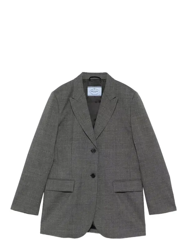 Prada Single-breasted Mélange Hopsack Jacket - Grey