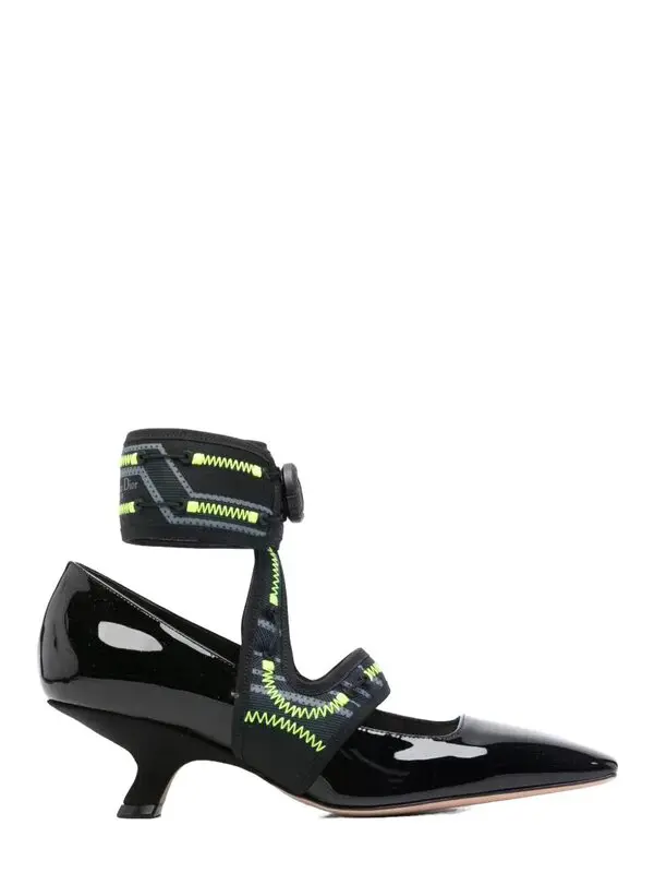 Dior Patent Leather Ankle Strap Pumps - Black
