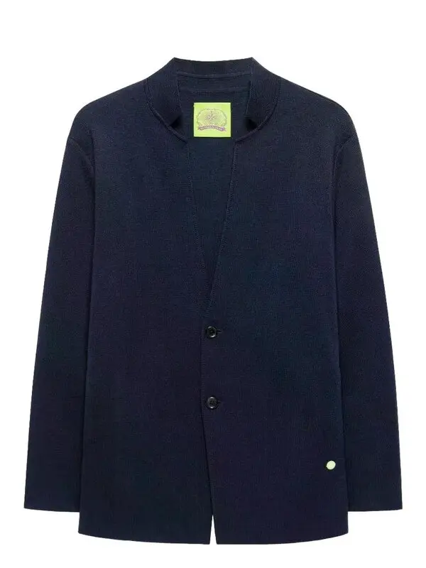 Shanghai Tang Silk-knit Mandarin-collar Blazer - Blue