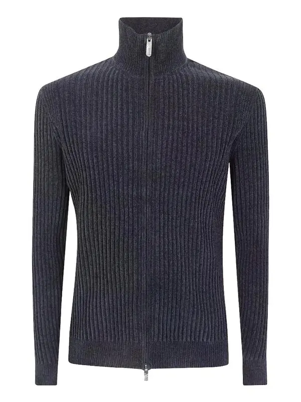 RRD Ribbed-knit Zip-up Sweater - Blue
