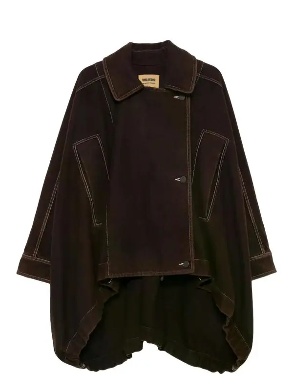 UMA WANG Oversized Contrast-stitch Jacket - Brown