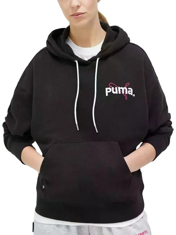 PUMA Logo Embroidered Hoodie - Black