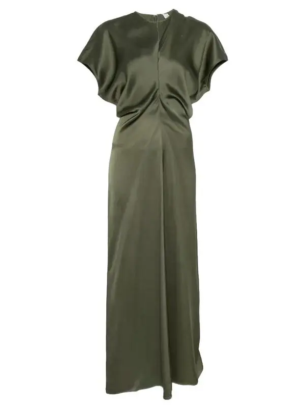 TOTEME Gathered-detail Maxi Dress - Green