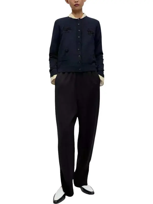 CORDERA Bead-embellished Floral Patch Cardigan - Blue