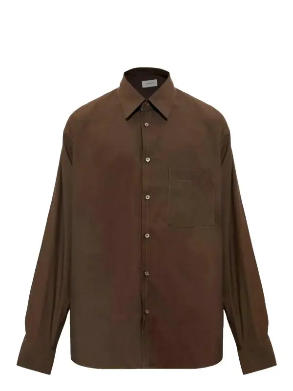 LEMAIRE Regular Shirt In Washed Cotton Silk - Brown