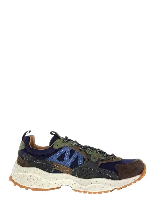 FLOWER MOUNTAIN Panelled Lace-up Sneakers - Blue