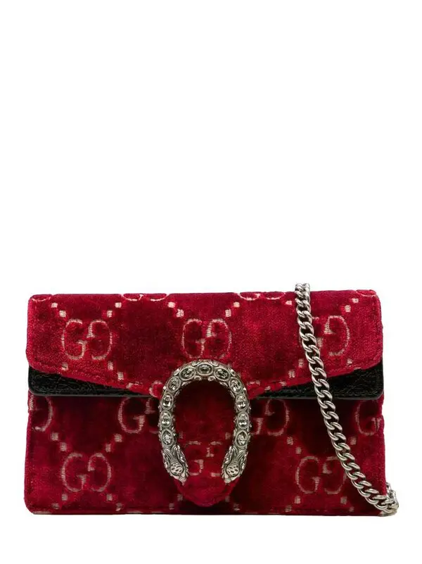 Gucci Mini Gg Velvet Dionysus Crossbody Bag - Red