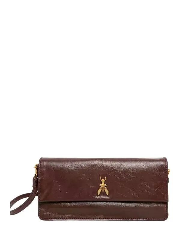 Patrizia Pepe Fly Logo Calf Leather Clutch Bag - Brown