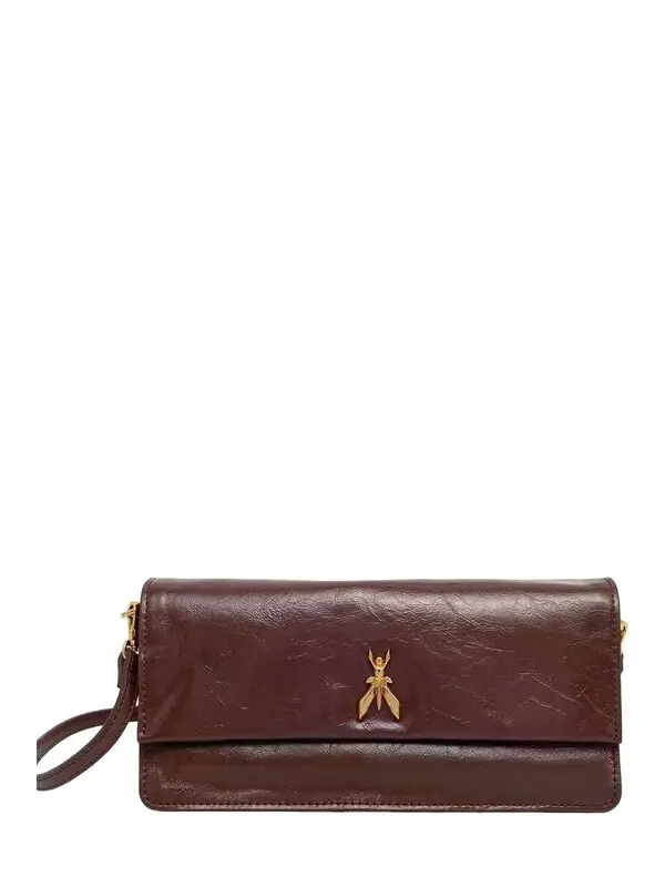 Patrizia Pepe Fly Logo Calf Leather Clutch Bag - Brown