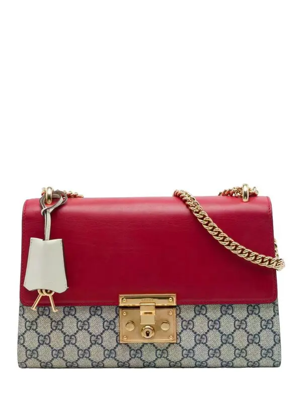 Gucci Gg Supreme Padlock Shoulder Bag - Red