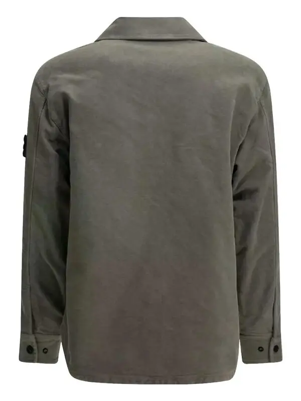Stone Island Logo-patch Chest-pocket Shirt - Grey