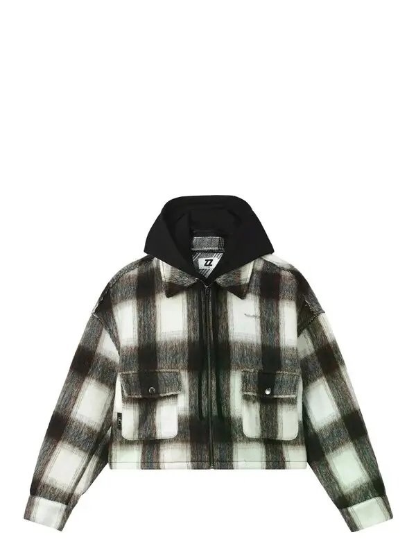 Izzue Check-pattern Hooded Jacket - White