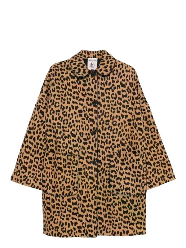 SEMICOUTURE Leopard Print Button-up Coat - Brown