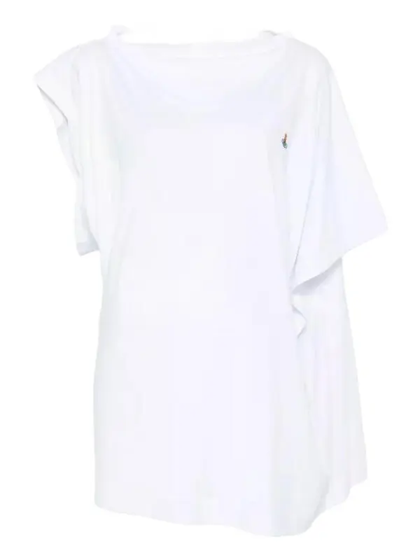 VIVIENNE WESTWOOD Embroidered Orb Asymmetric Draping T-shirt - White