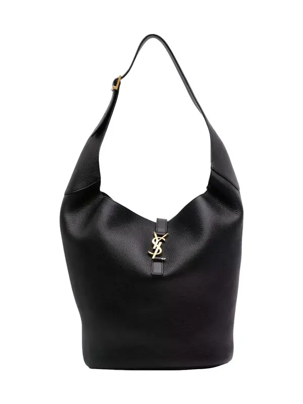 Saint Laurent Grained Calfskin Le 5 A 7 Hobo Shoulder Bag - Black