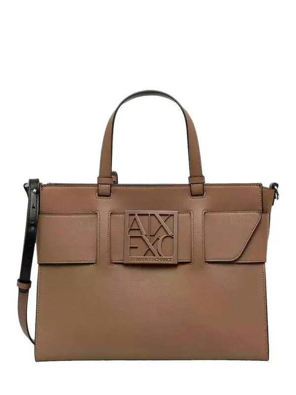 Armani Exchange Logo Plaque Tote Bag - Brown