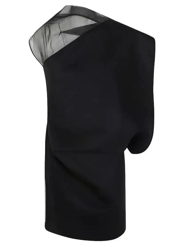 Max Mara Sheer Panel Draped Mini Dress - Black