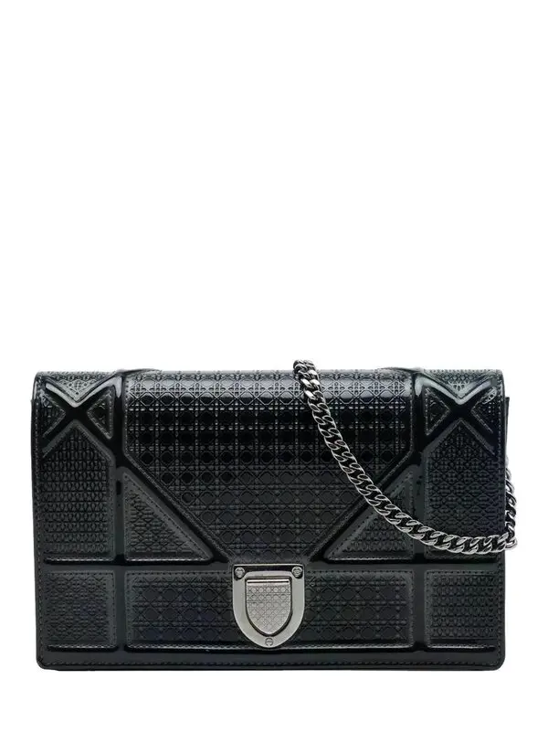 Dior Microcannage Diorama Wallet On Chain Crossbody Bag - Black