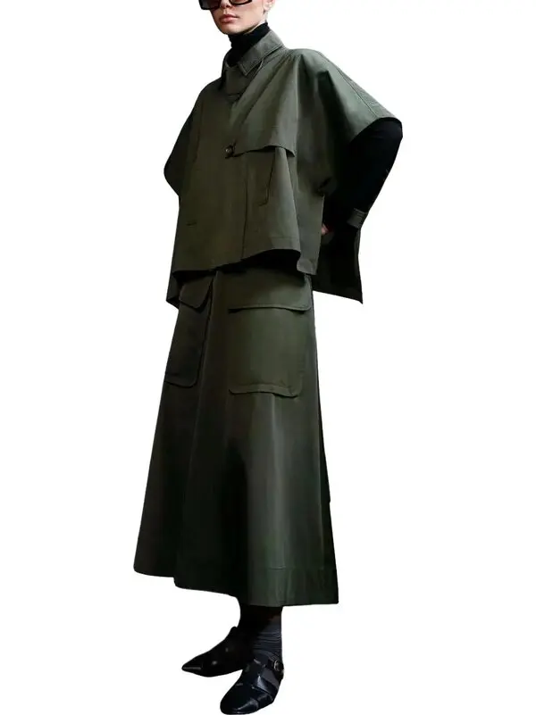 PSOPHIA Trench-style Cape - Green